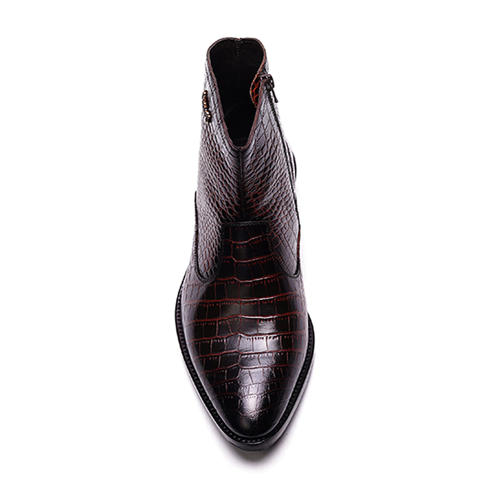 Zappa Cowboy Boot // Croco Brown Leather