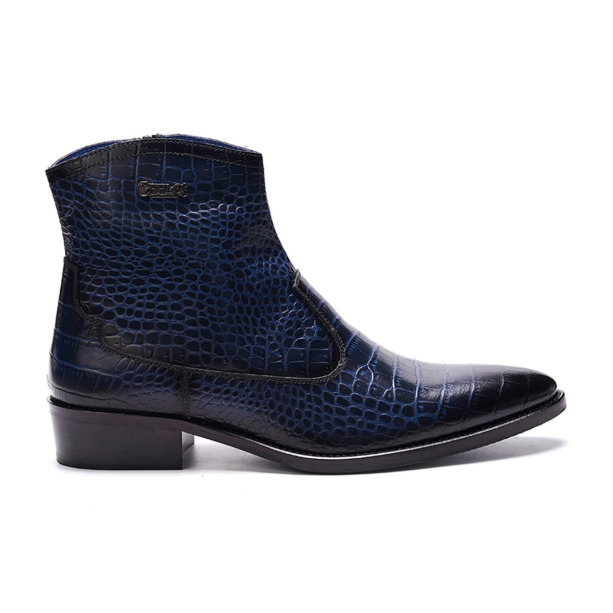Zappa Cowboy Boot // Croco Navy Blue Leather